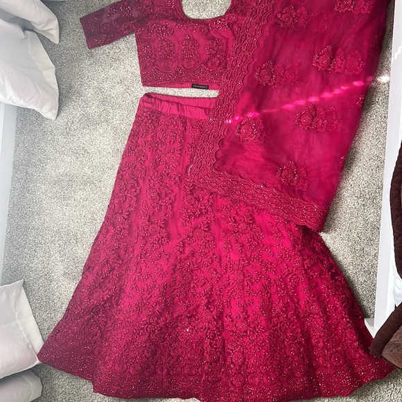 Dresses | New Hot Pink Desi Indian Pakistani Lenghacrop Top Scarf ...